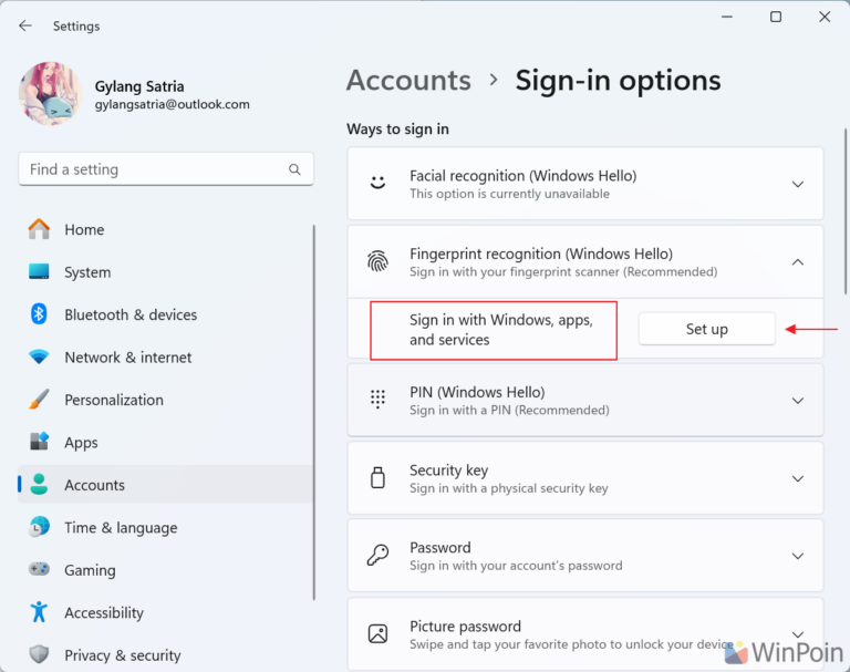 Cara Mengaktifkan Fingerprint Di Windows 11 | WinPoin