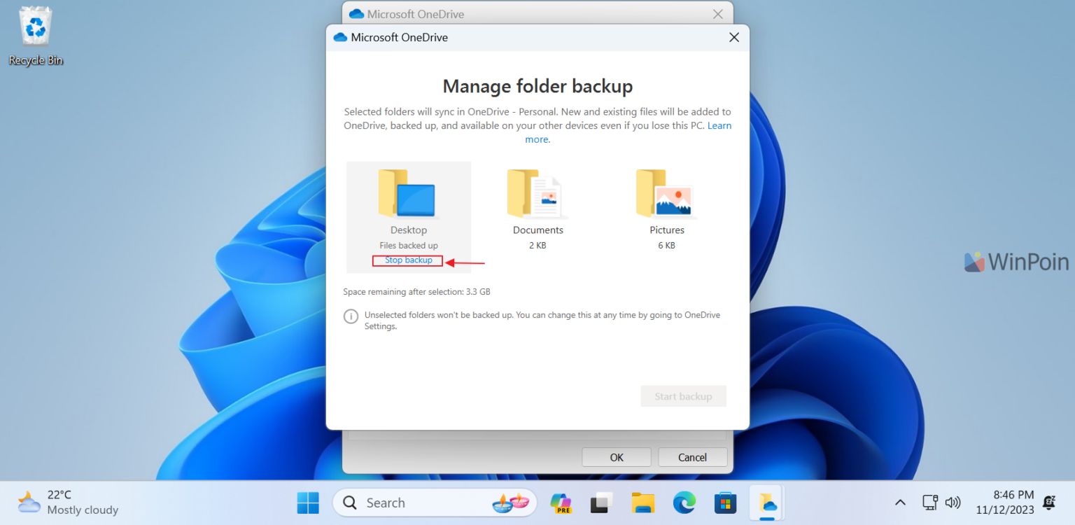 Cara Menghentikan Backup Otomatis OneDrive di Folder Windows 11 | WinPoin