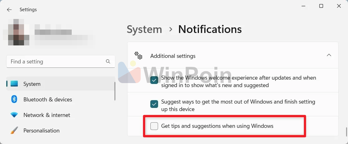 Cara Mematikan Notifikasi Tips dan Saran di Windows 11 | WinPoin