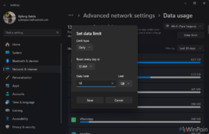Cara Mengatur Limit Data Penggunaan Bandwidth di Windows 11 | WinPoin
