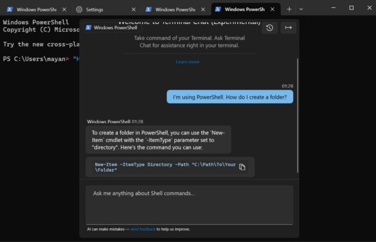 Microsoft Uji AI Terminal Chat di Windows Terminal | WinPoin